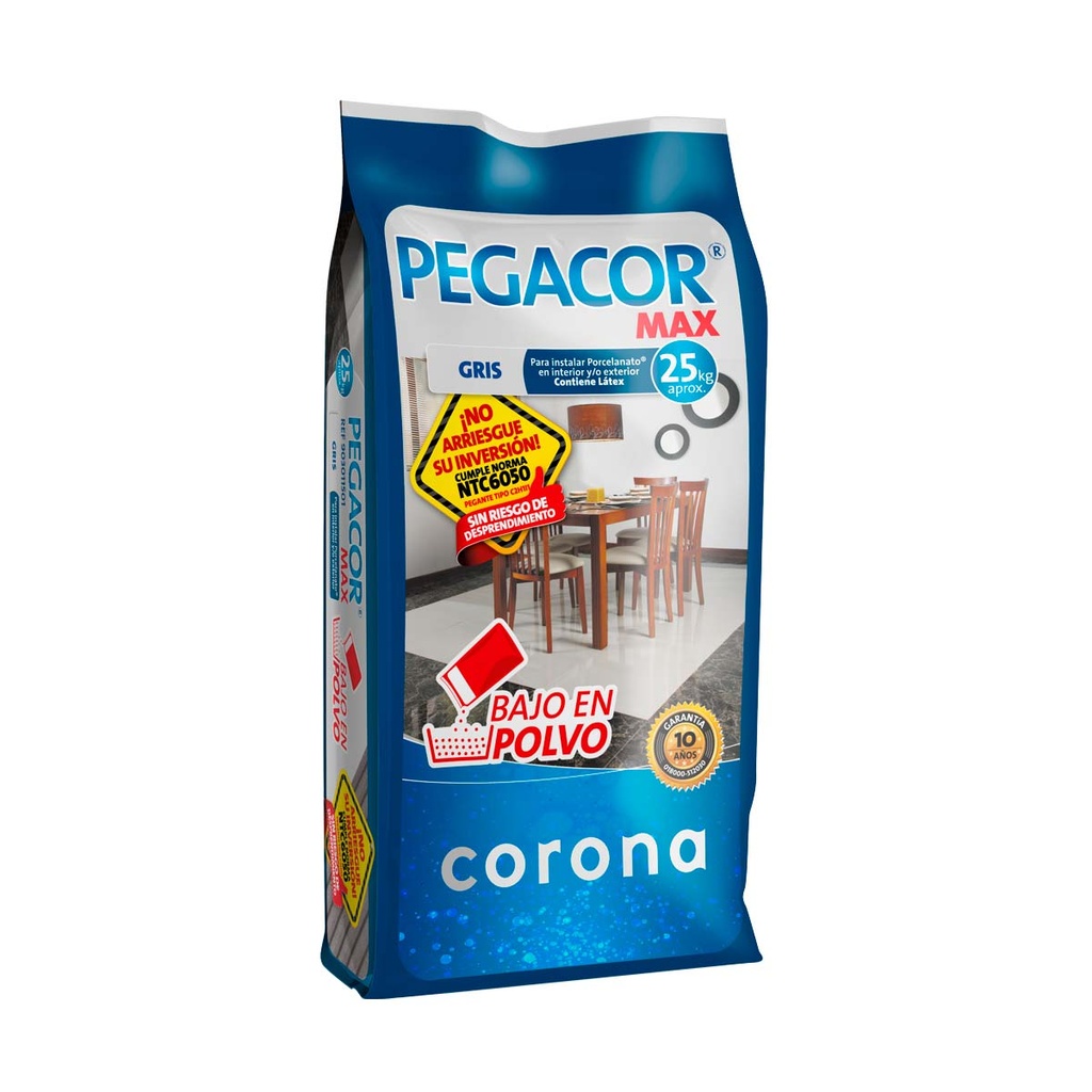 Pegacor para Porcelanato Max 25 Kg Gris Corona | Comfer SAS